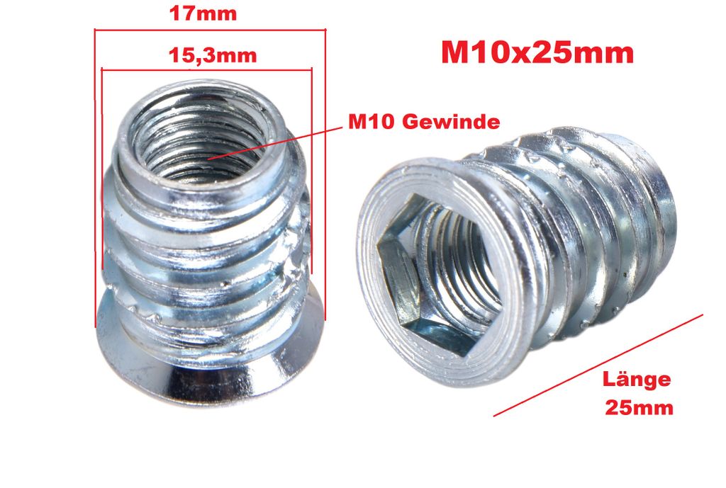 10 x Einschraubmuffen M10 Länge 25mm | Kaufland.de