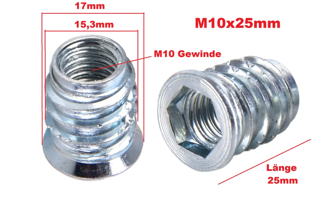 10 x Einschraubmuffen M10 Länge 25mm | Kaufland.de