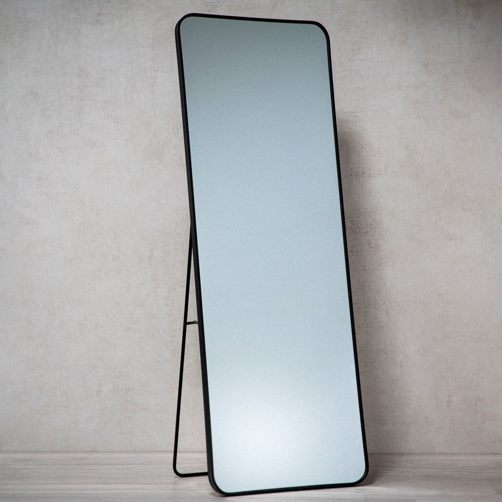 HOMLA ELORA stojící obdélníkové zrcadlo černé 140x50 cm