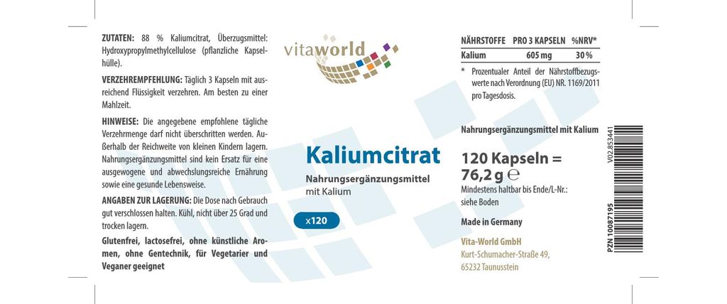 Kaliumcitrat - 605 mg reines Kalium pro | Kaufland.de