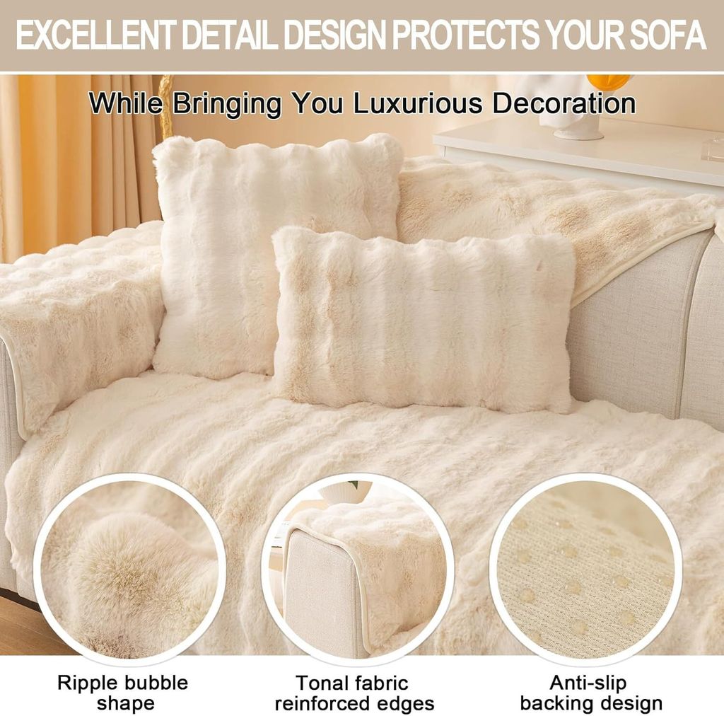 Králičí plyšový potah na pohovku tvaru L | Kaufland.cz