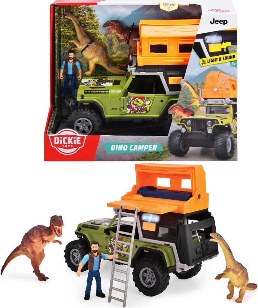 Dickie Dino Camper Spielset, 4dlg. Spielfahrzeuge