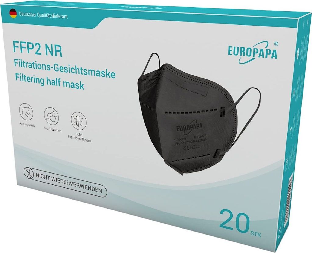 EUROPAPA® 20x FFP2 Masken Schwarz 3D-Form | Kaufland.de