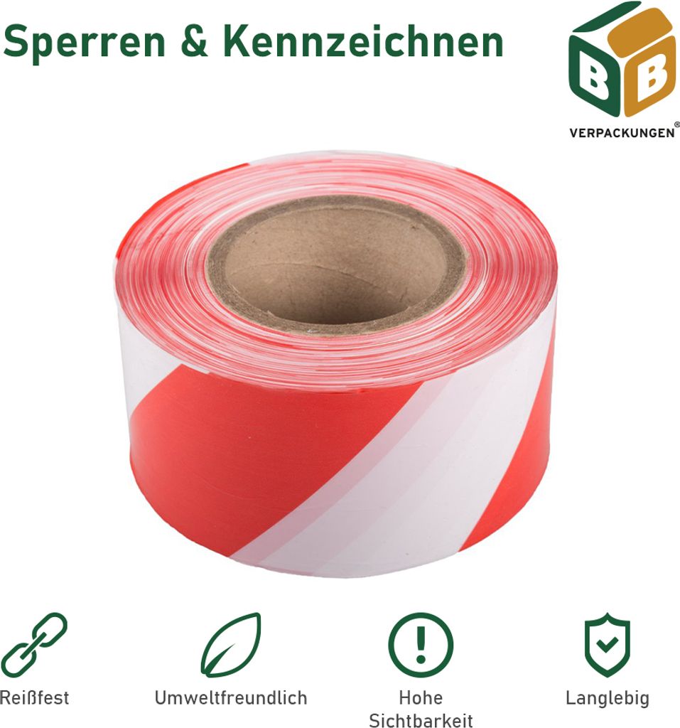 1 x Absperrband (75 mm x 500 m) rot/weiß sehr | Kaufland.de