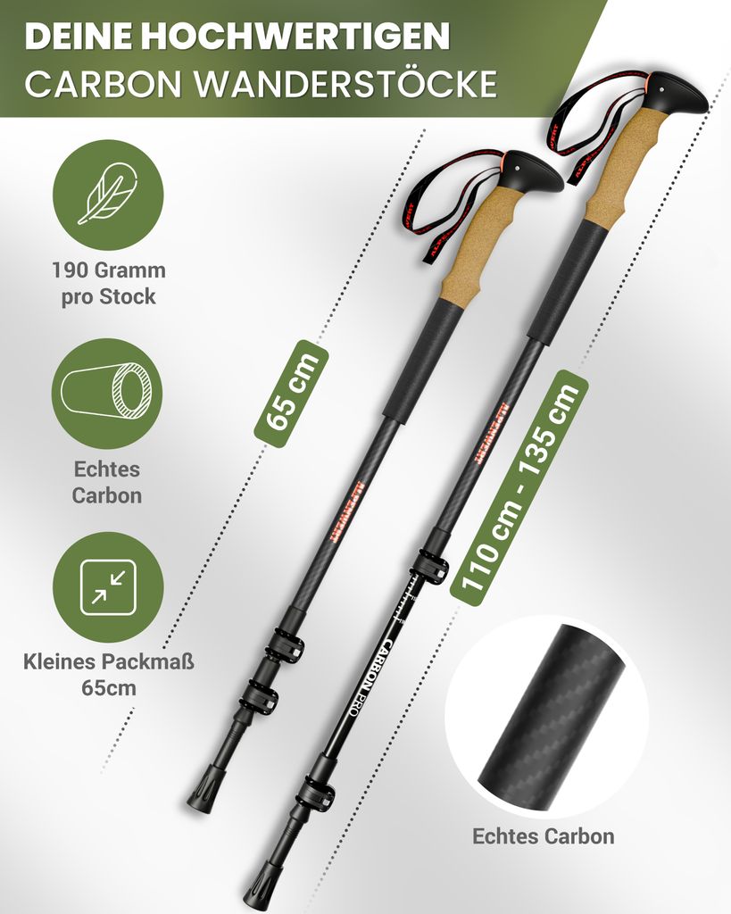 Wanderstöcke Carbon nur 190g Walking Stöcke | Kaufland.de