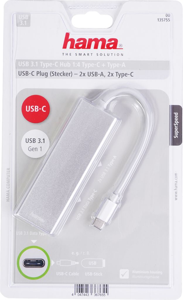 Hama 4-Port USB-C Superspeed Hub Multiport 2x | Kaufland.de