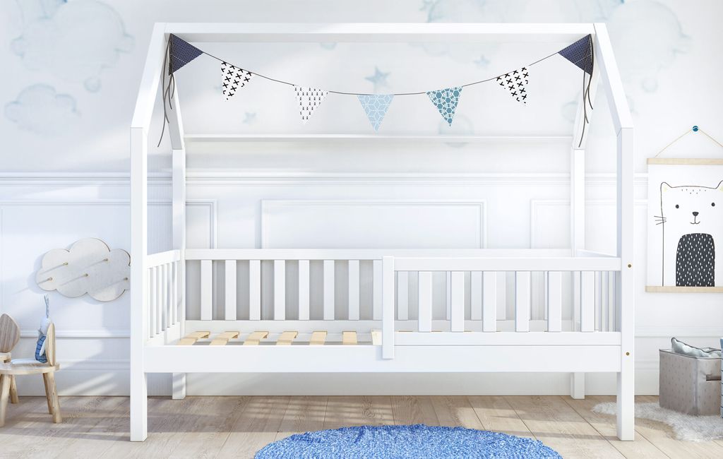 PORTIA Hausbett Kinderbett 90x180 Weiß Kiefer | Kaufland.de