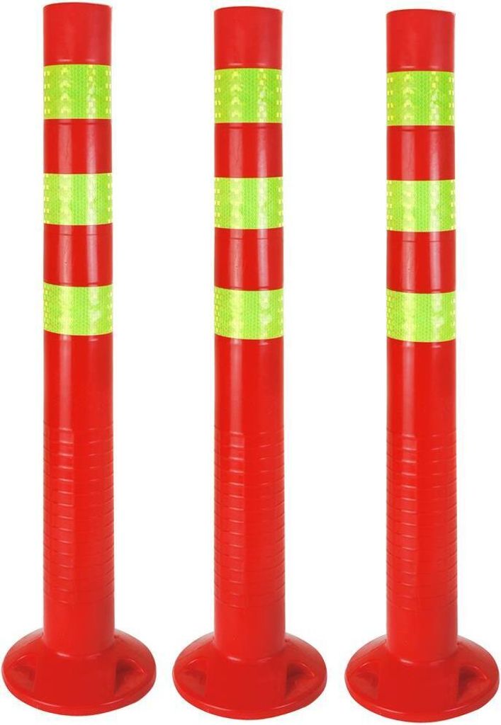 3er Set Absperrpfosten Kunststoff - 72,5cm reflektierend