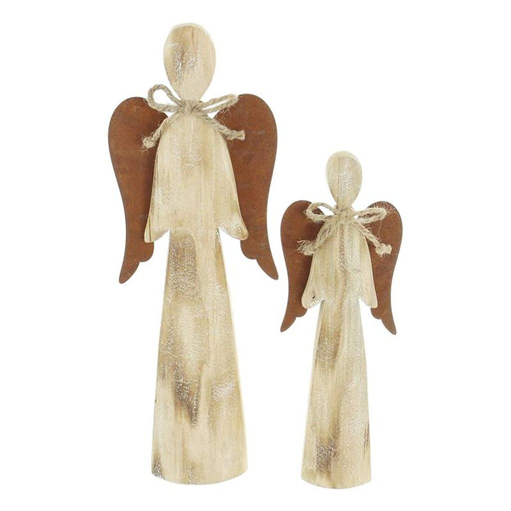 2 Deko Engel aus Holz, 28 + 38 cm hoch, | Kaufland.de