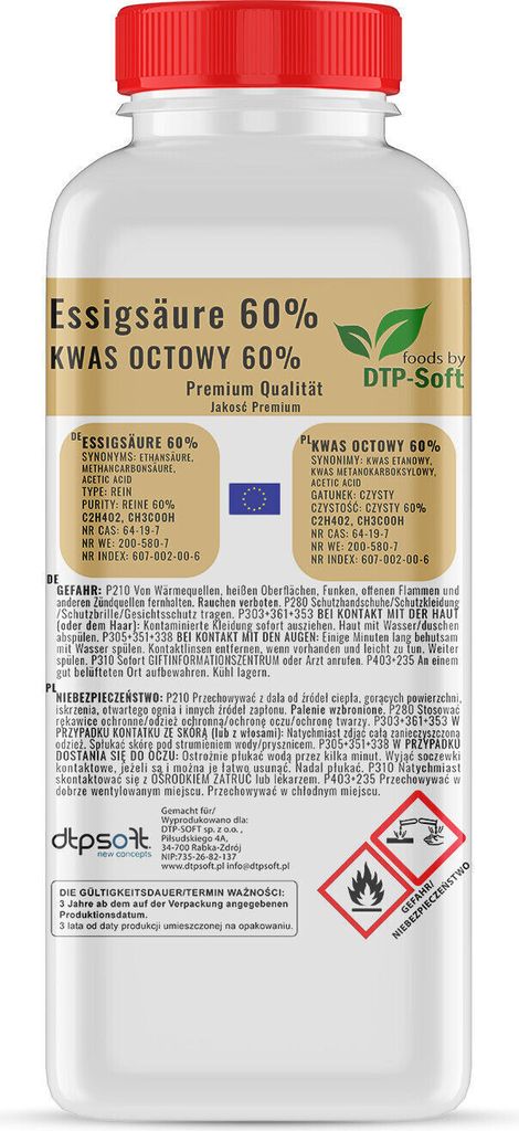 1l Kyselina octová 60% | 1kg | Ocotová | Kaufland.sk