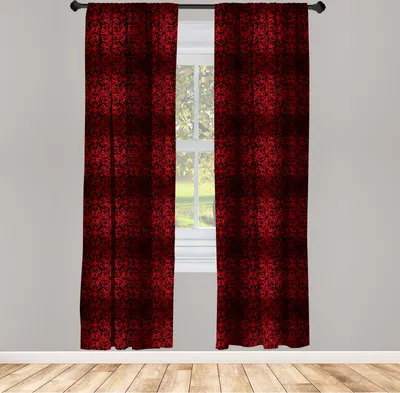 ABAKUHAUS Rideaux rouges et noirs, voilages, motif tribal
