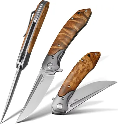 Couteau pliant d'extérieur en damas BY-31671 - Brown