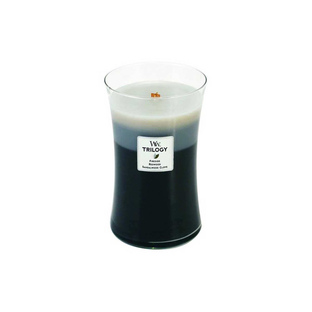 WoodWick - Candela profumata Trilogy Fireside, Redwood,