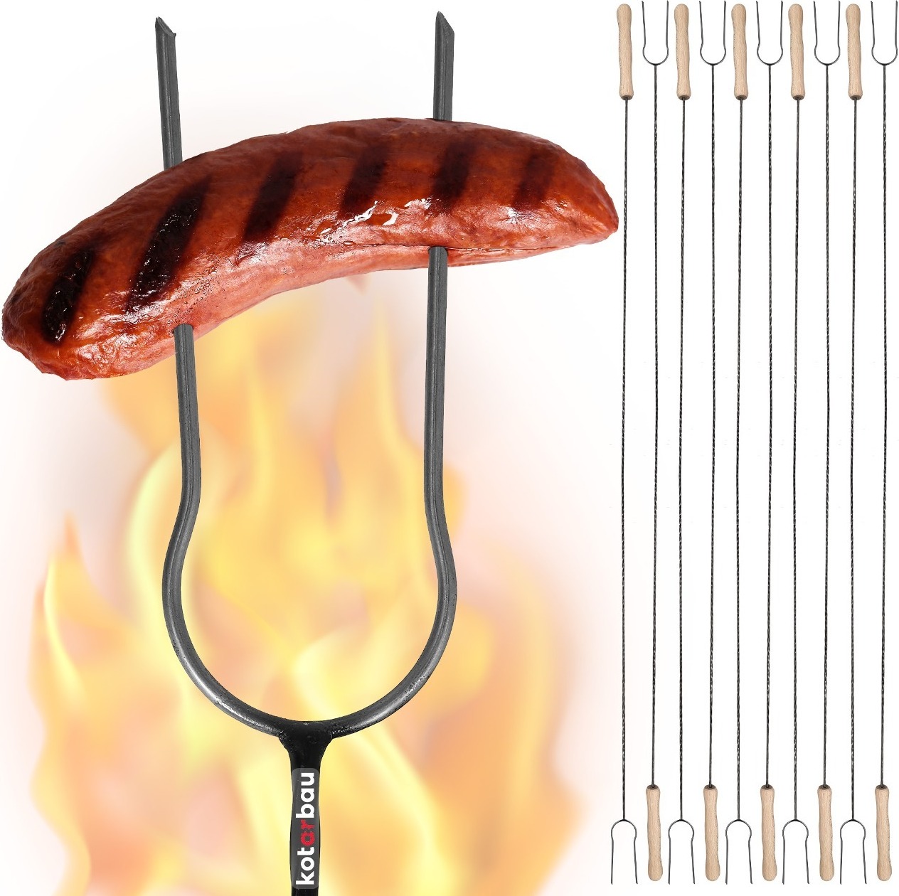 KOTARBAU® Bonfire Fork BBQ Sausage Sticks Set