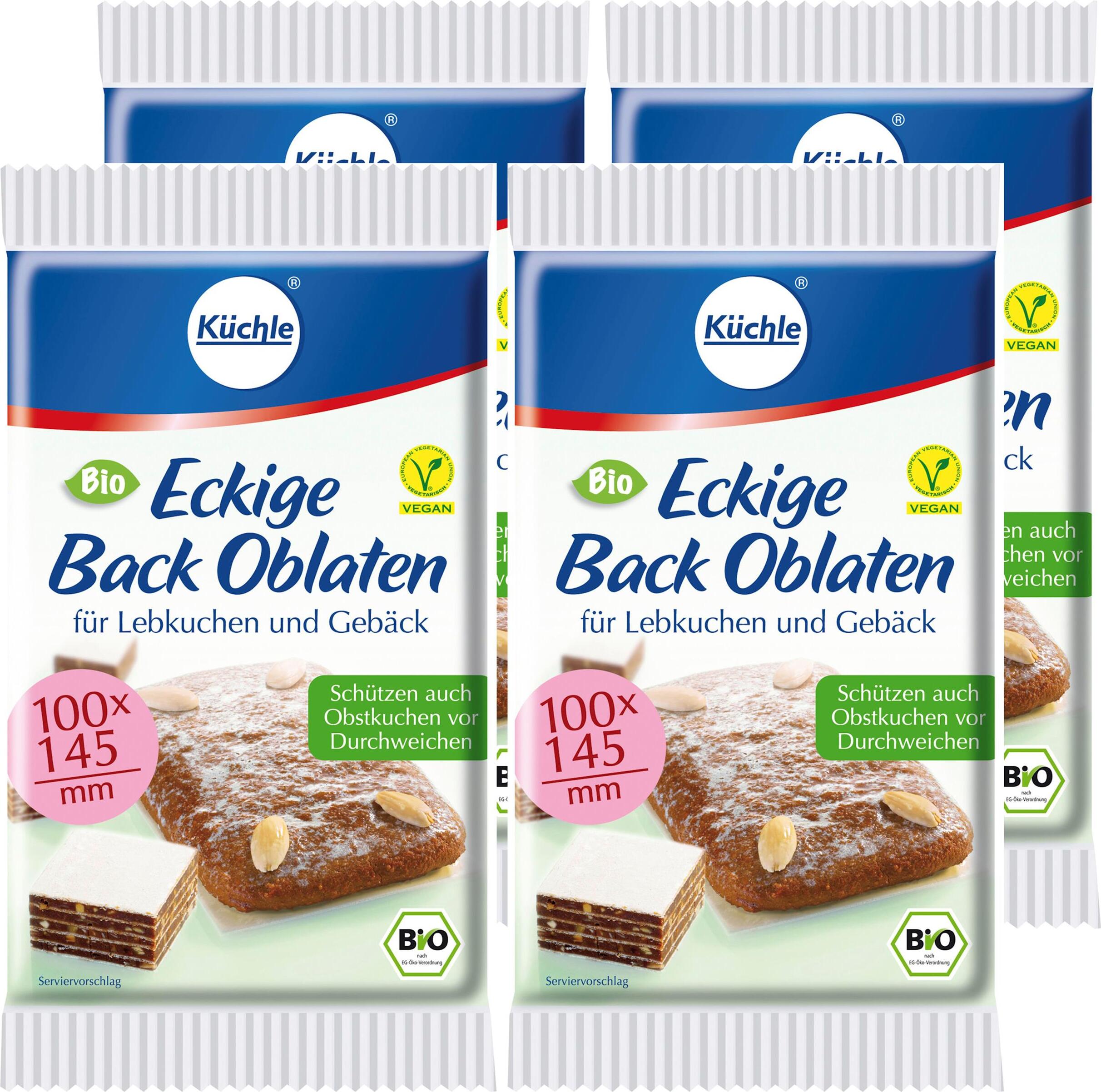 Küchle eckige Back Oblaten 100x145mm für Lebkuchen und