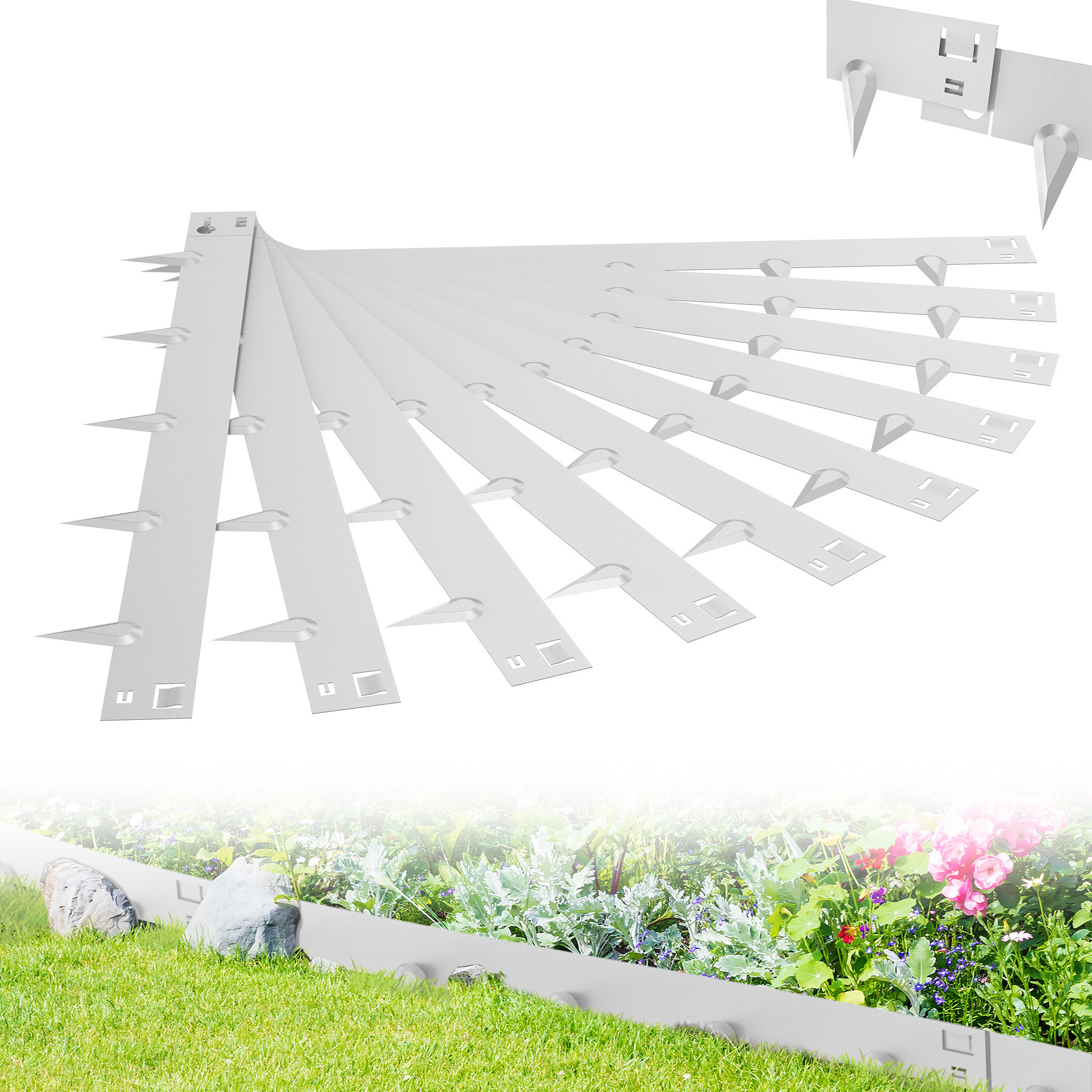 LZQ Kovové obruby na trávnik 106x16 cm - 10 kusov (10 m),