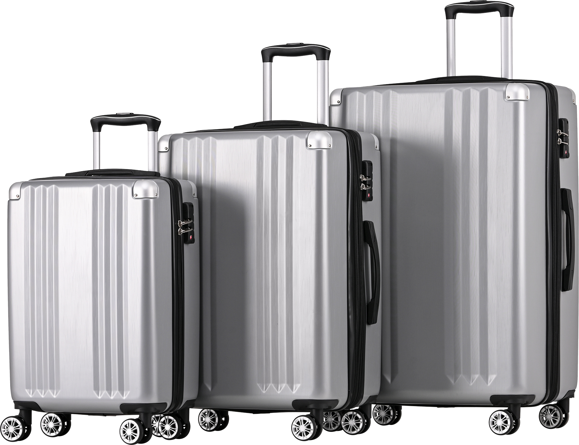 Flieks Set de valises 3 pièces Trolley coque dure gris
