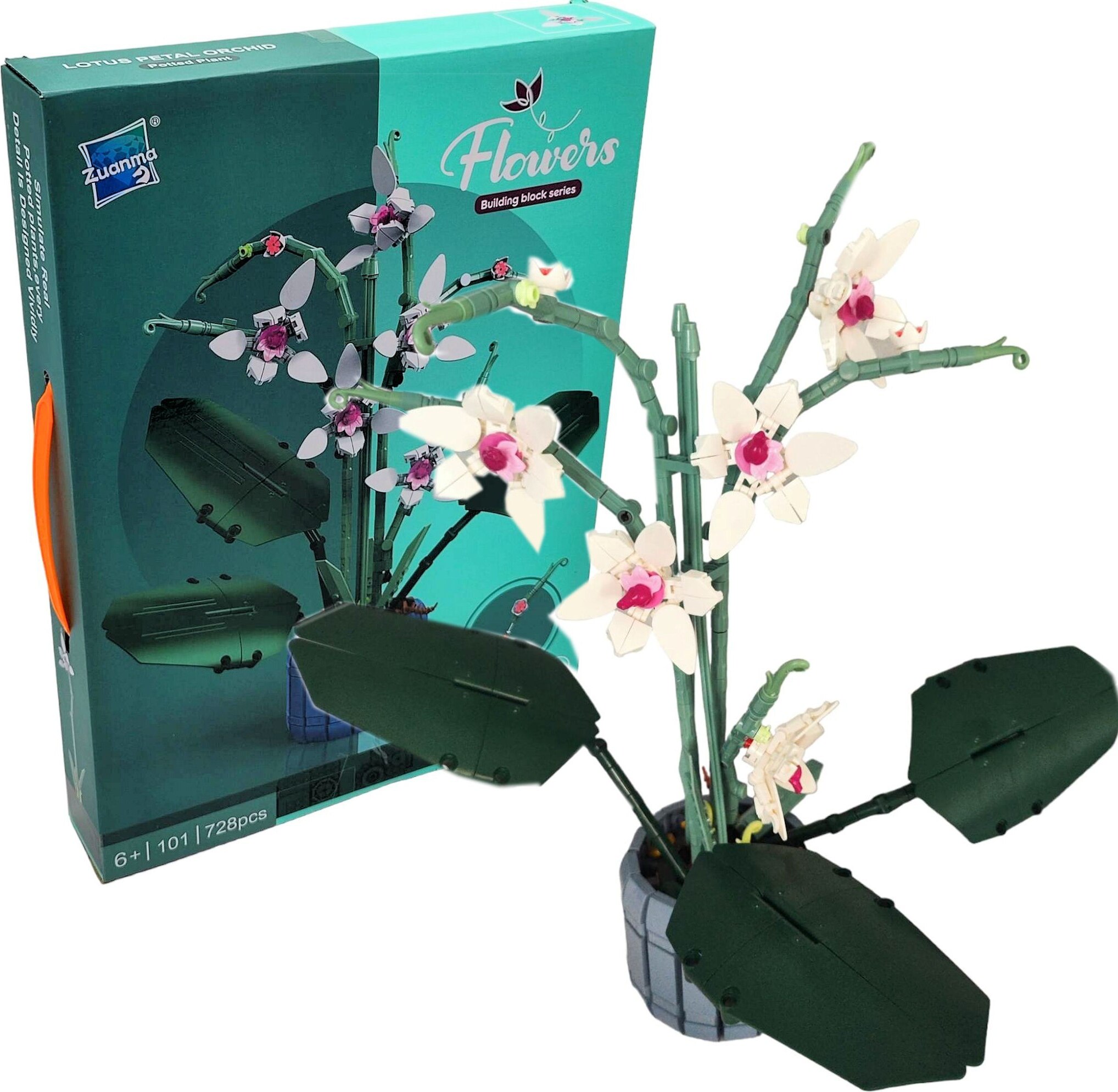 COIL play building blocks, fiori in blocchi, orchidea, set
