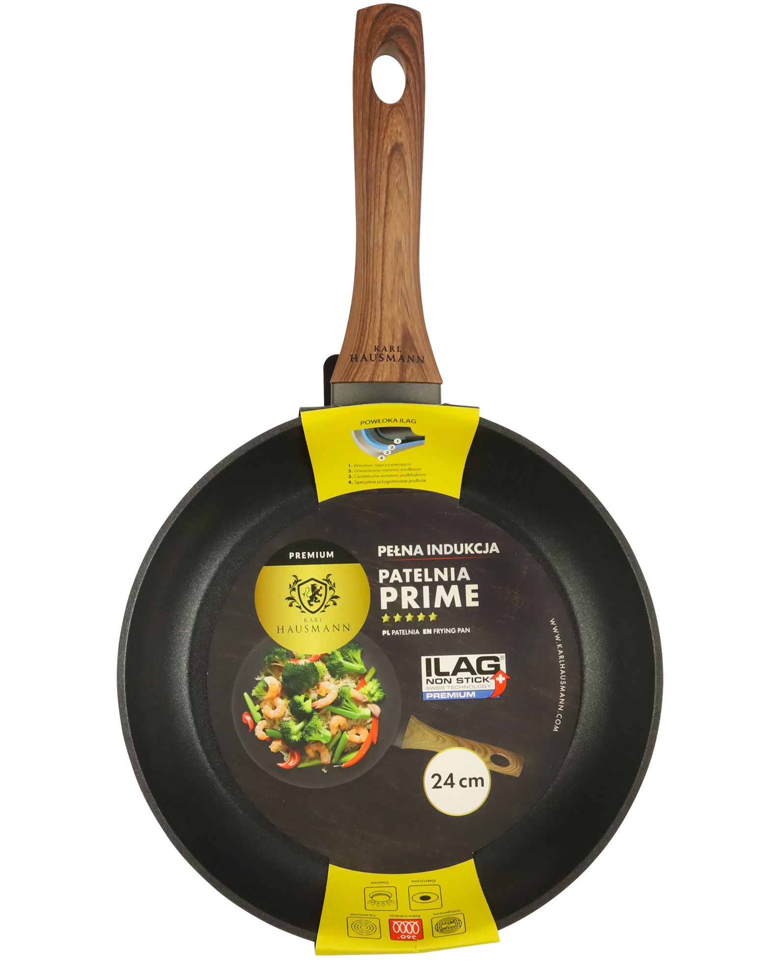 Patelnia Granitowa Powłoka Ilag Non-Stick 24Cm Indukcja Gaz