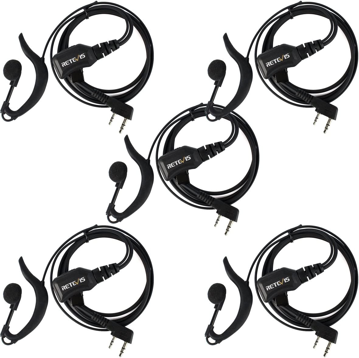 Retevis R111 Cuffie radio bidirezionali, auricolari a forma