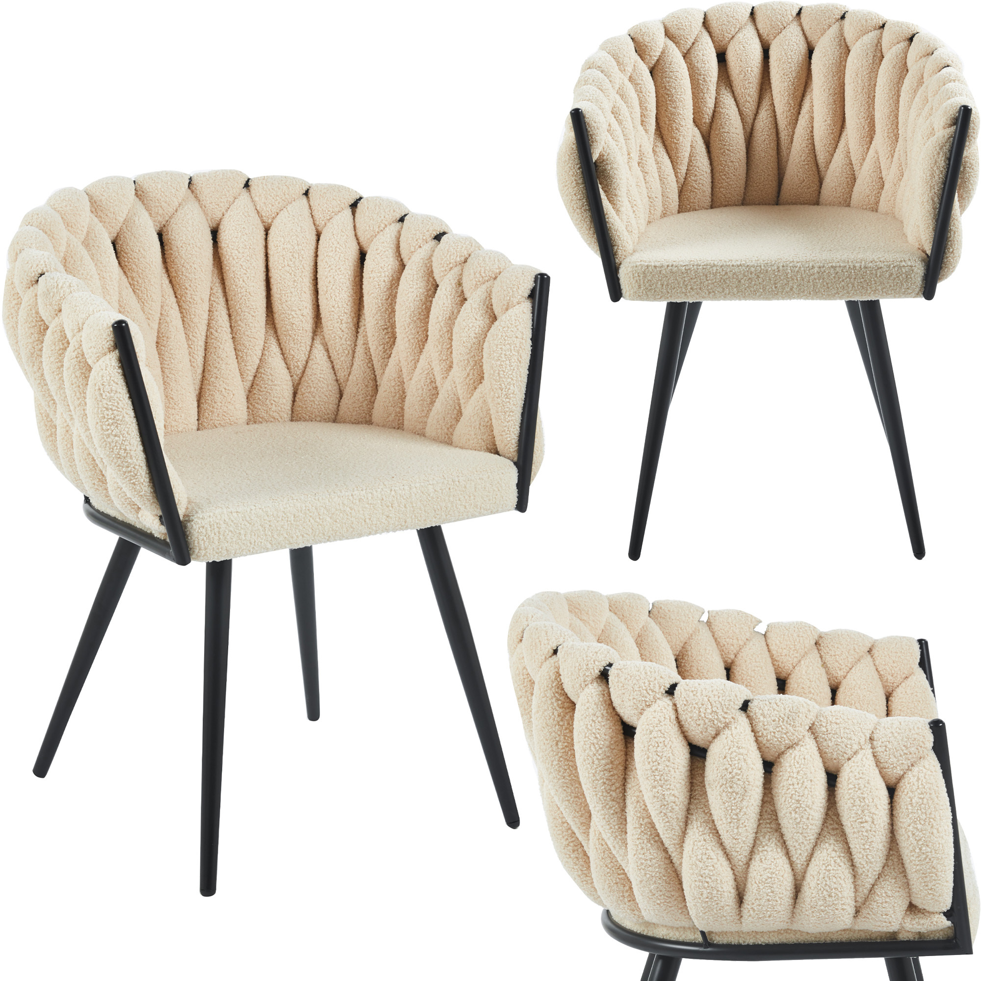 Chaise King tapissée avec agneau en osier pour salle à