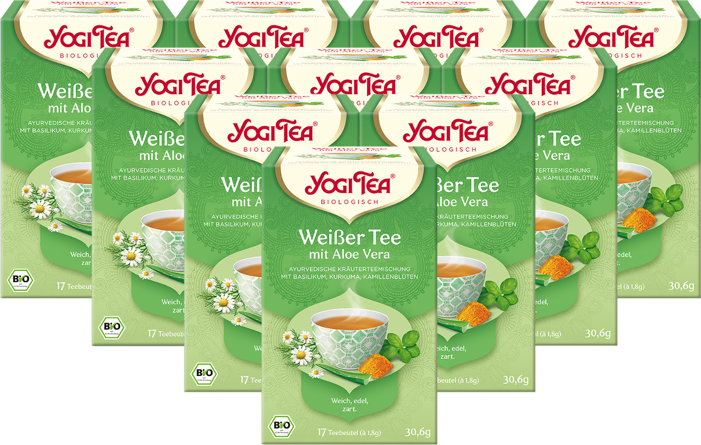 10xYOGI TEA Weißer Tee Aloe Vera | 10 x 30,6g Teebeutel