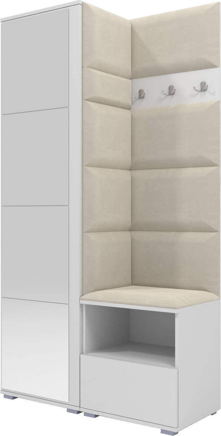 Šatní set Nela I se zrcadlem, čalouněná šatní skříň s