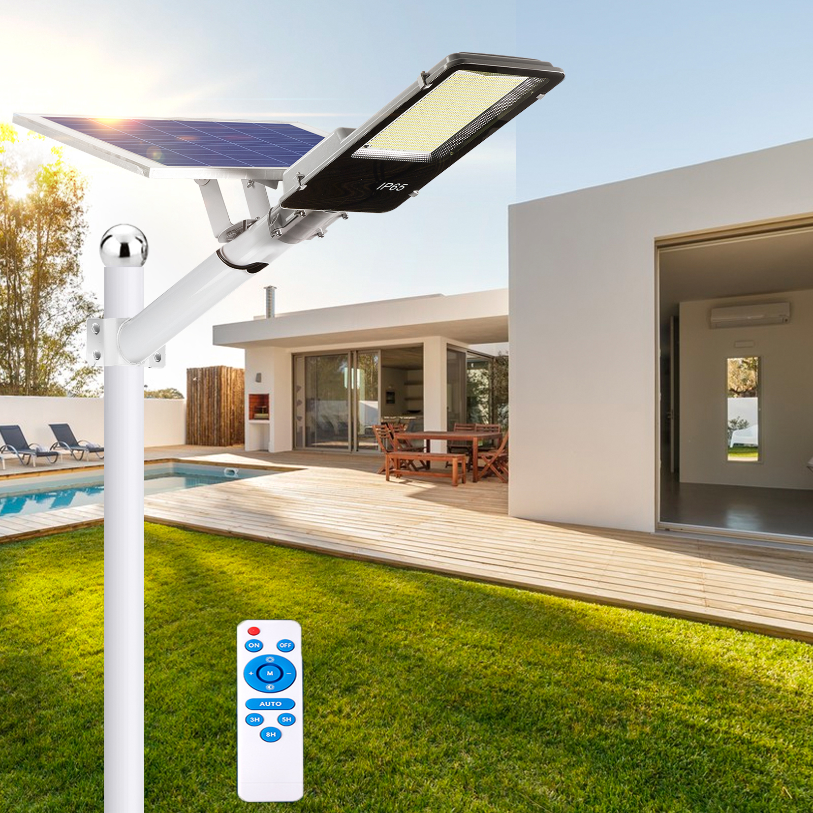 Zewnętrzna lampa solarna LED IP65 ze ściemnianym czujnikiem
