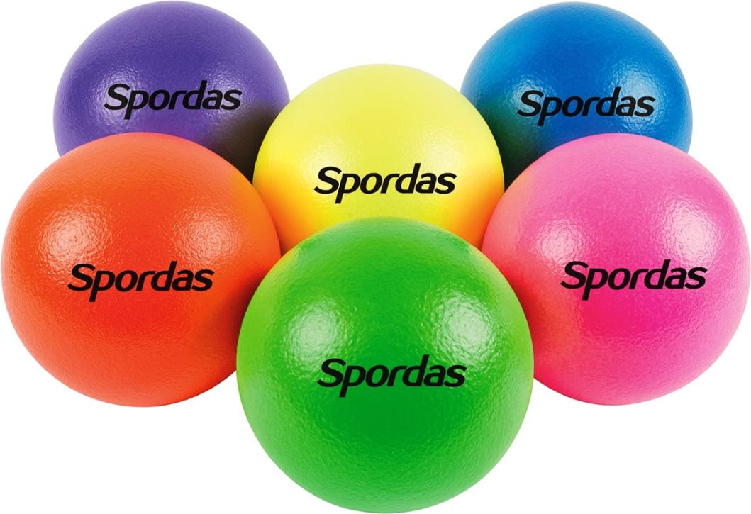 Spordas Set de balles en mousse néon - 6 pièces 16cm pour