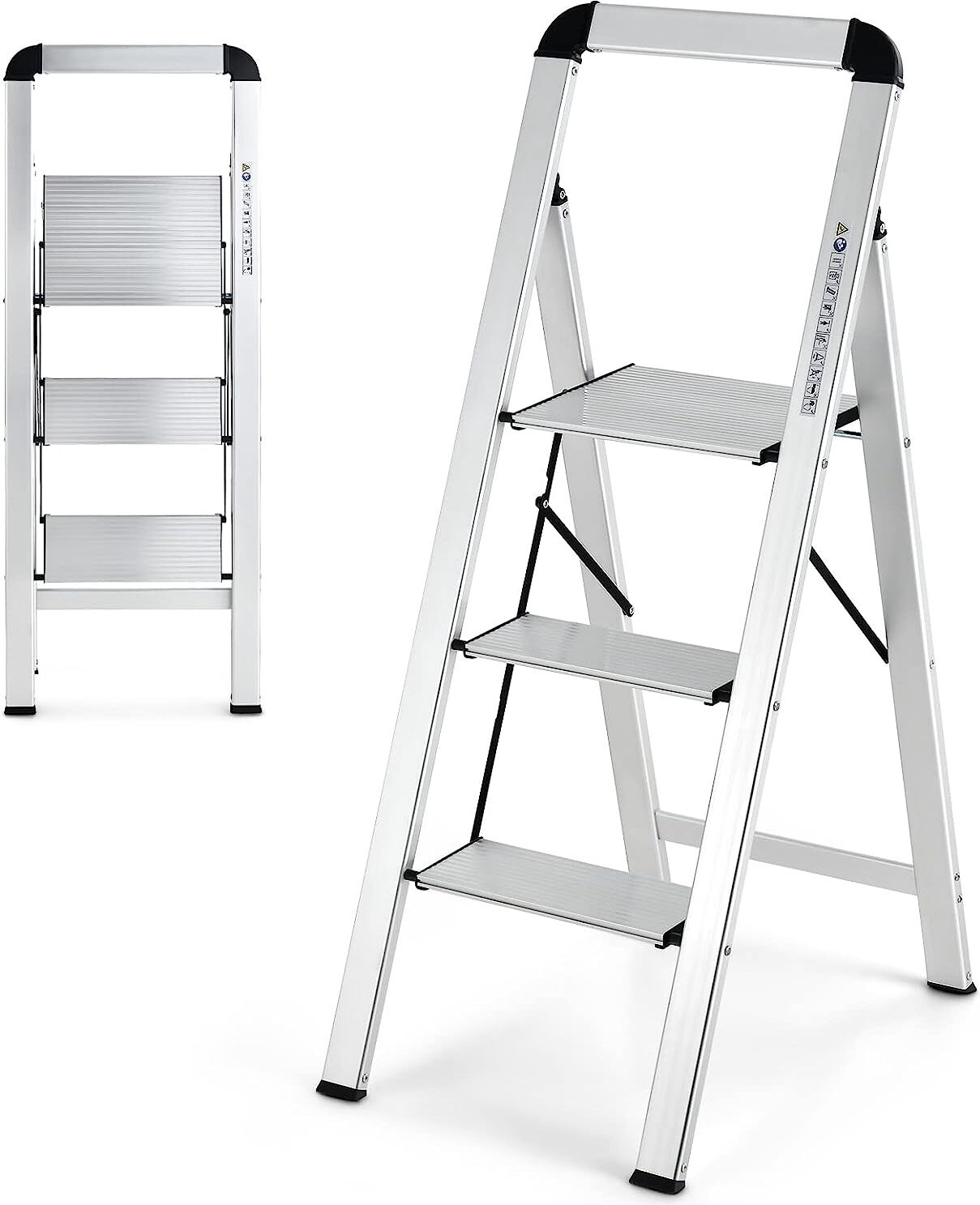 COSTWAY scaletta 3 gradini, scaletta pieghevole in
