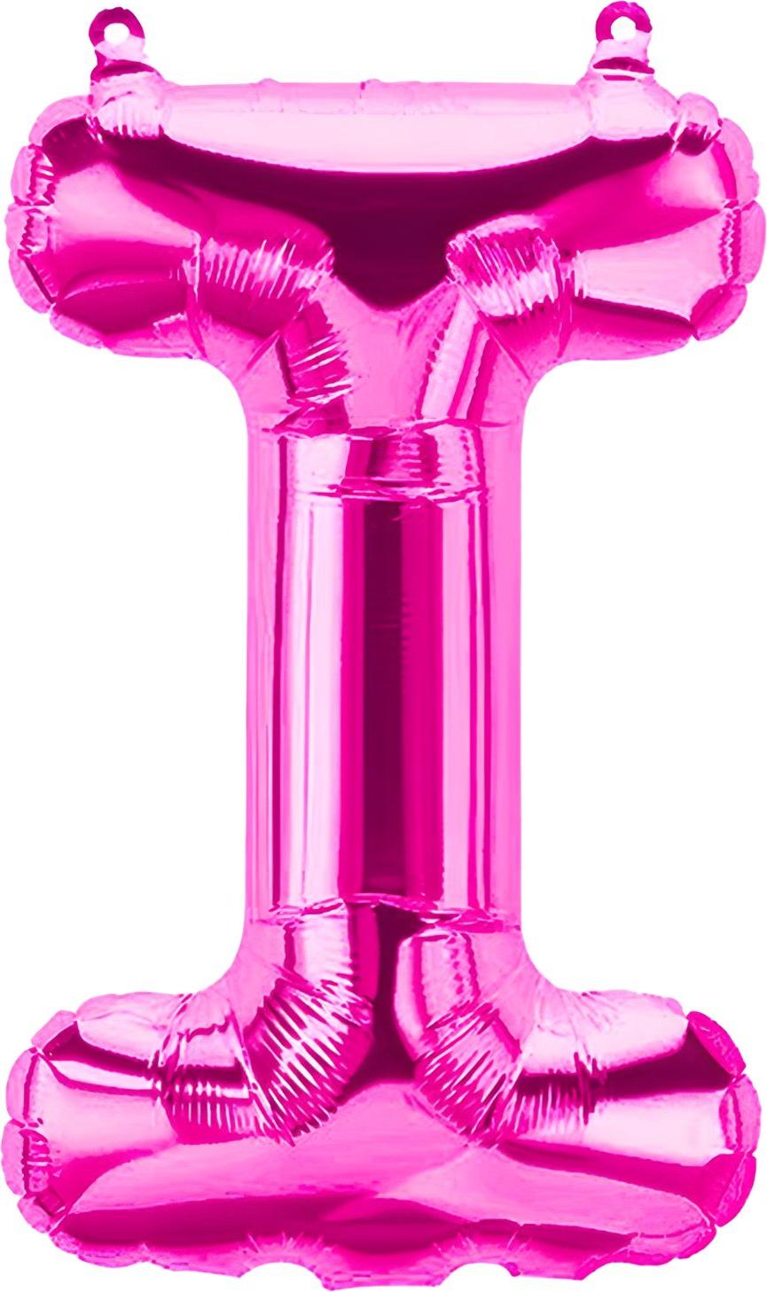 Ballon en plastique lettre I, rose, env. 40 cm, à gonfler à