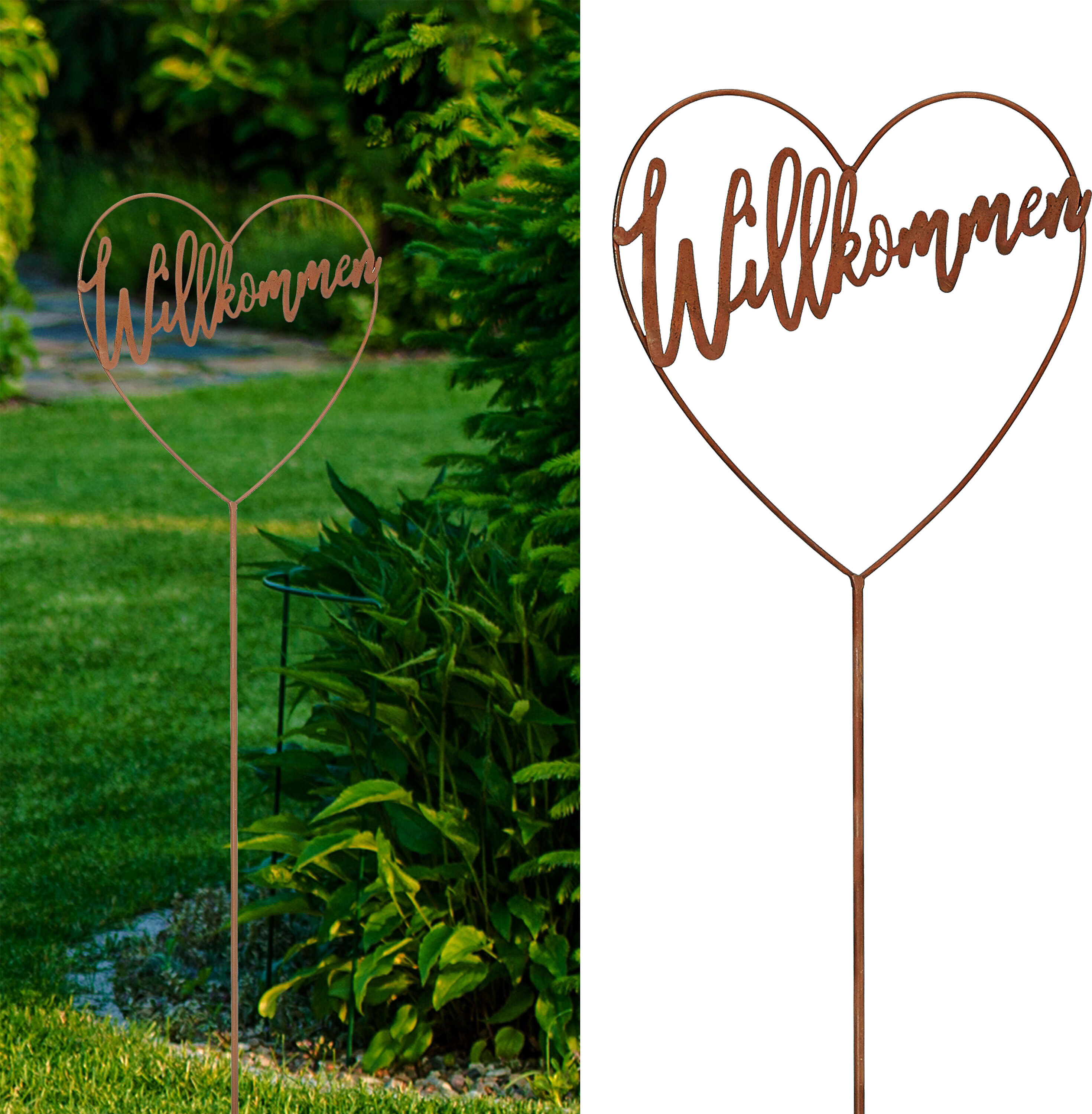 Gartenstecker Willkommen Herz, rusty, klein, | Kaufland.de