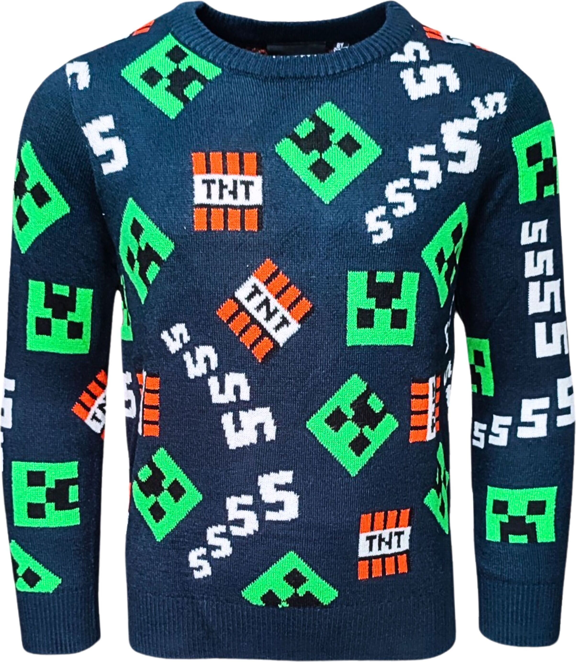 Pullover Minecraft Creeper & TNT Dunkelblau 116 cm