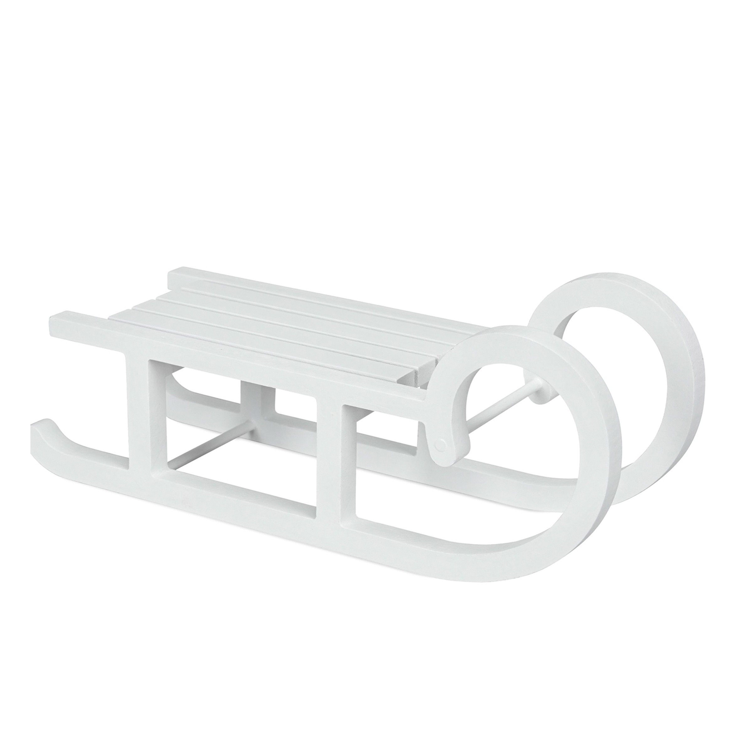 Slitta decorativa in legno piccola bianca - 30 cm x 10 cm