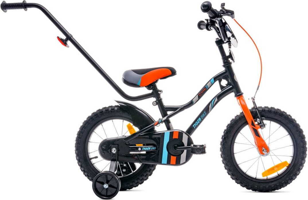 Rower dla chłopca 14 cali Tiger Bike z pchaczem czarno