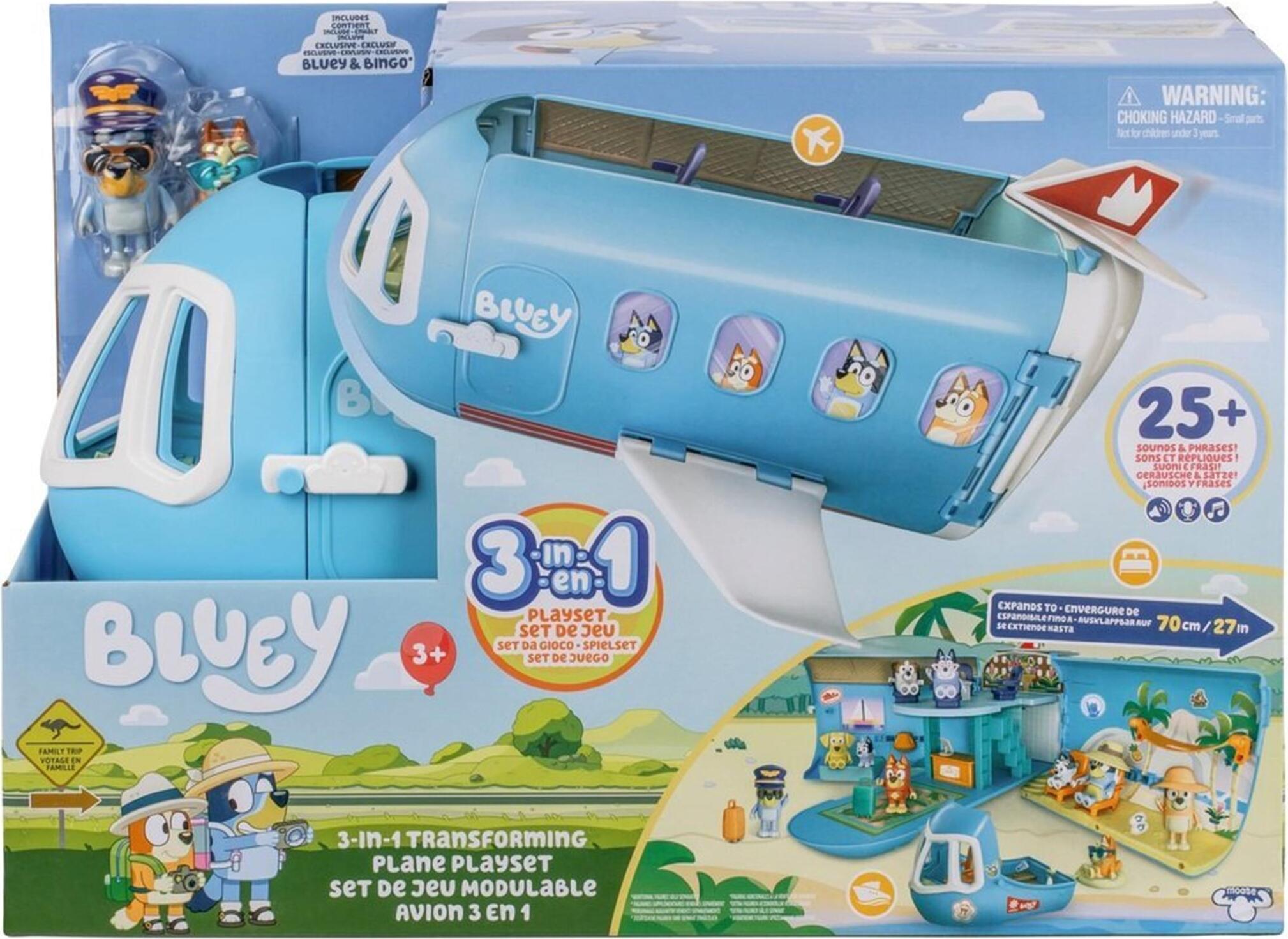 Moose Toys BLUEY HOLIDAY 3in1 Set Airplane, Boat Hotel