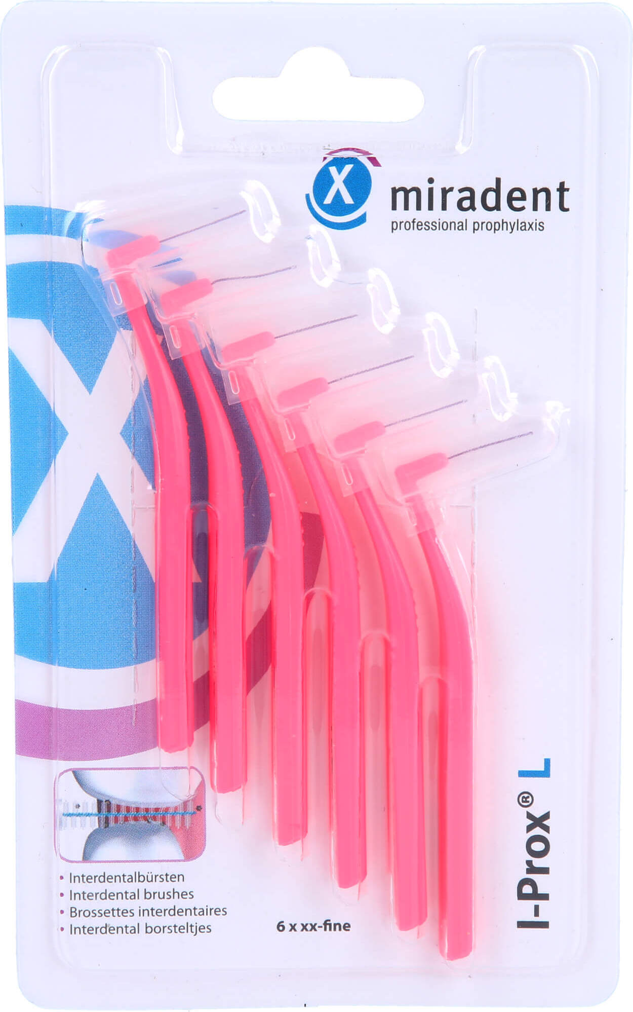 Miradent brosse interdentaire I-Prox L 0,4 mm rose 6 pces