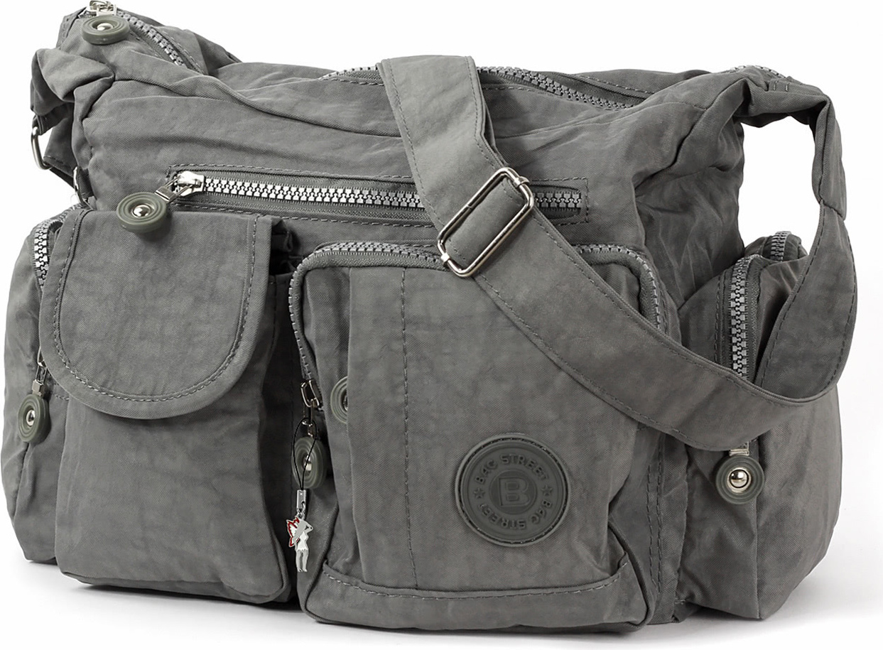 Bag Street Sac à main pour femme Sac en nylon gris 30x12x22