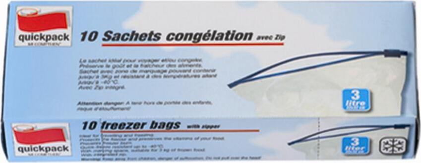 QUICKPACK Sacs de congélation 3L 10 pièces 22x32cm,