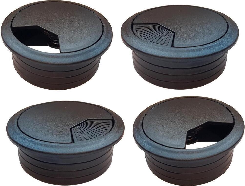 set di 4 passacavi da scrivania 80mm - colore [nero]