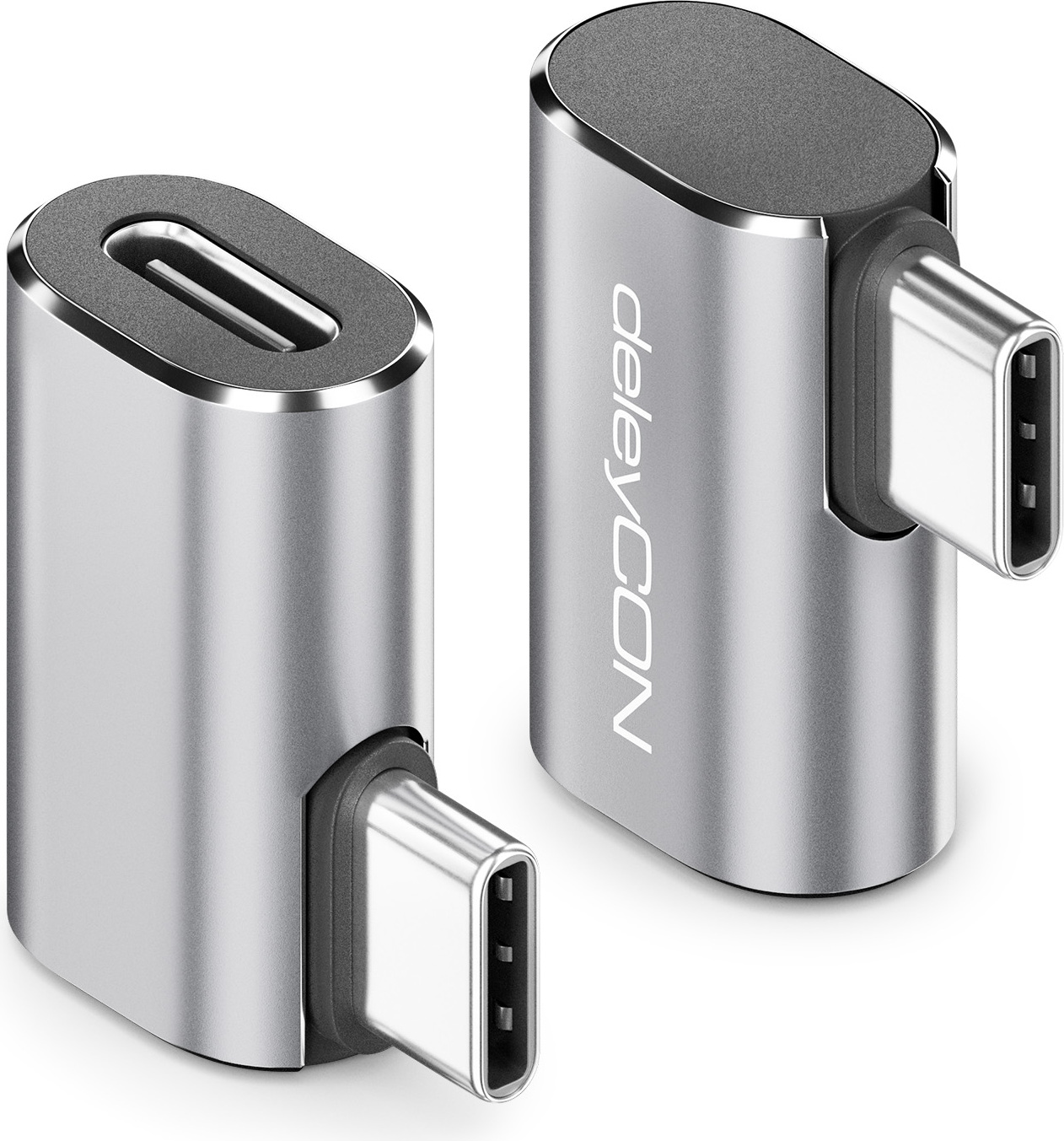 deleyCON USB-C Adapter Winkel 90 Grad (2 Stück) 40Gbps,
