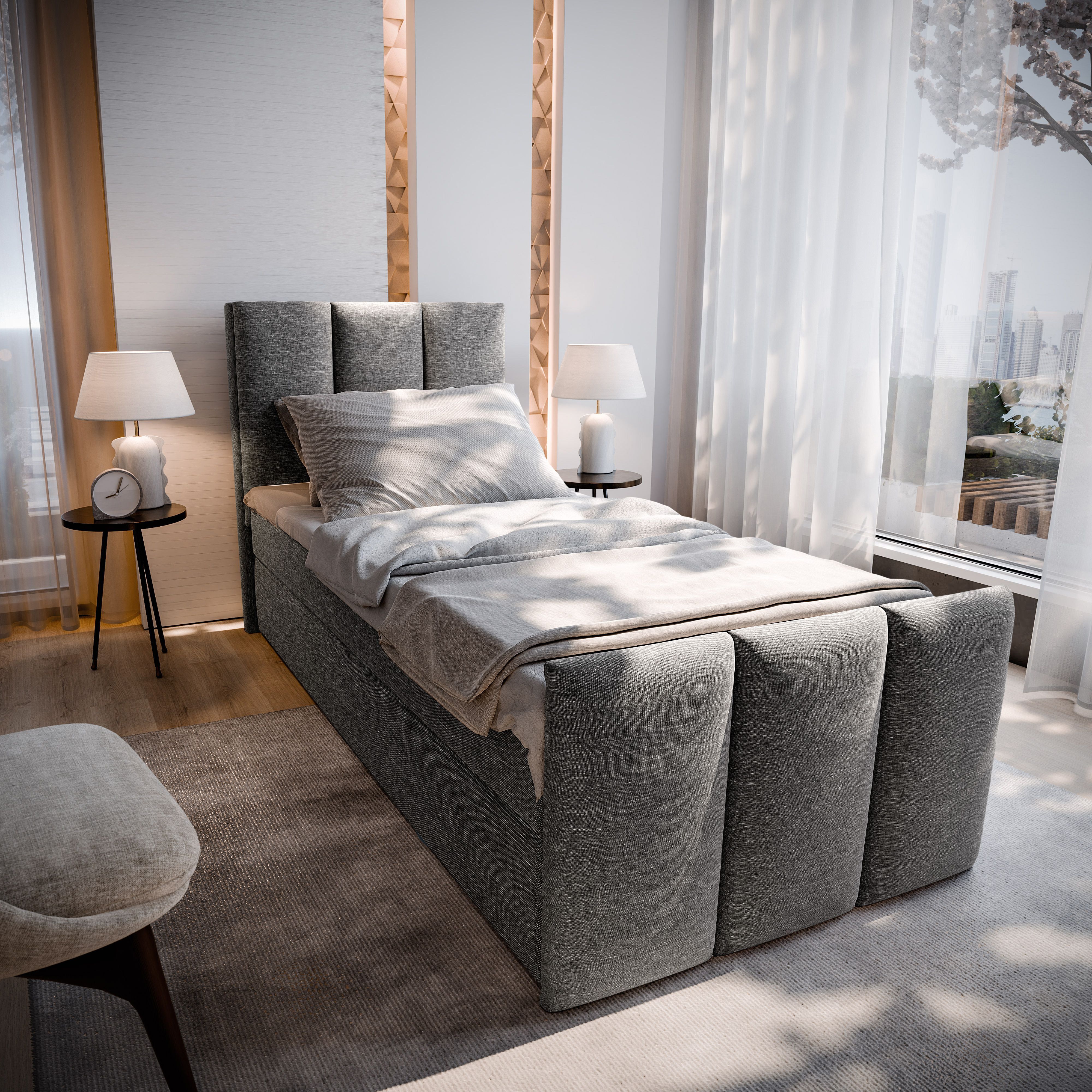 Masseno Boxspringbett LAGO 100 100x200 cm Grau