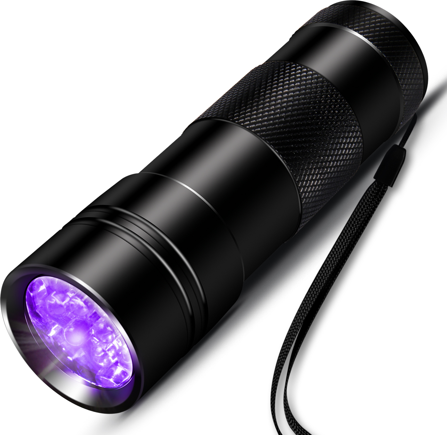 INF UV baterka s 12 LED diódami 395 nm čierna