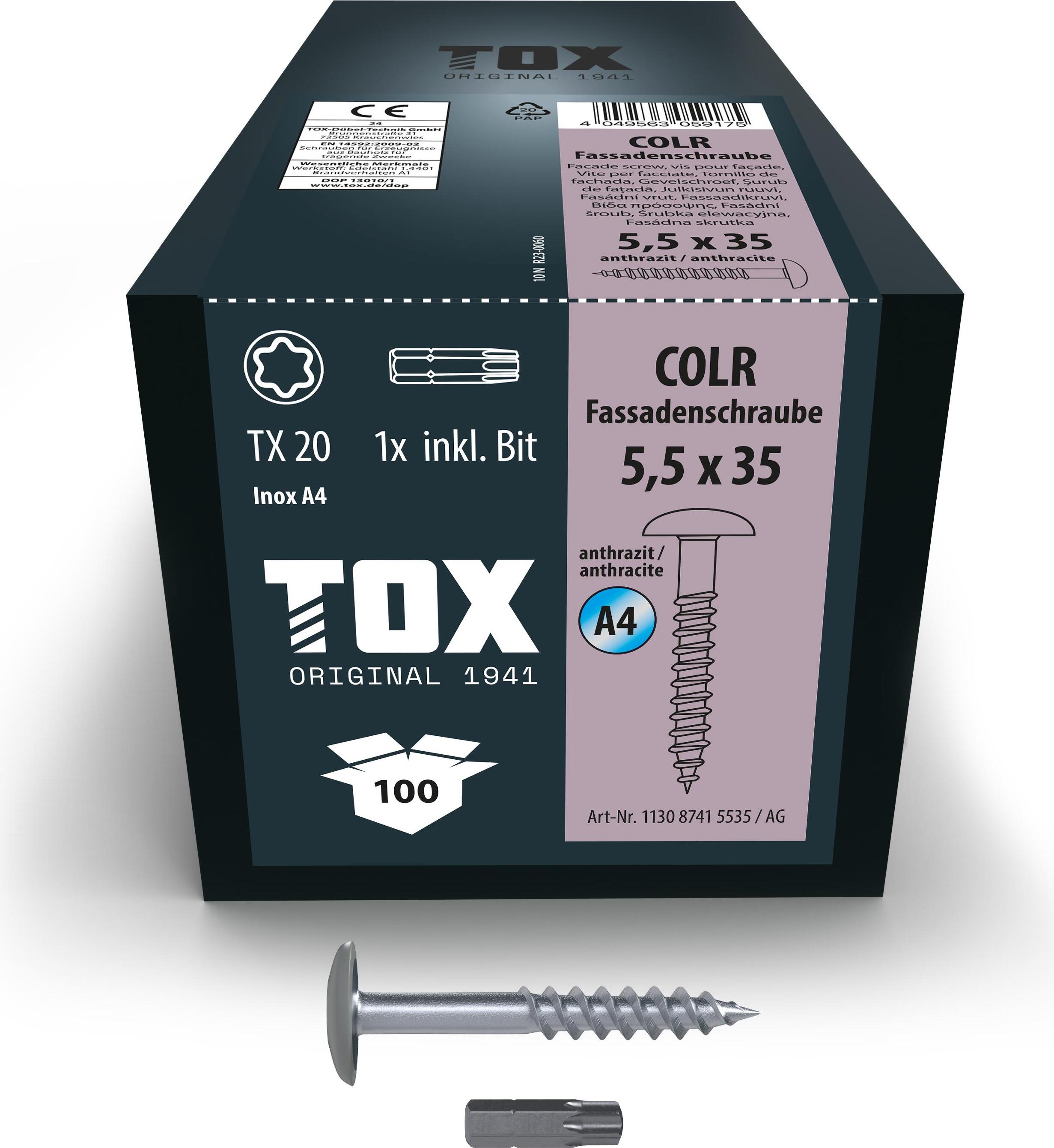 TOX Fassadenschraube A4 anthrazitgrau 5,5x35