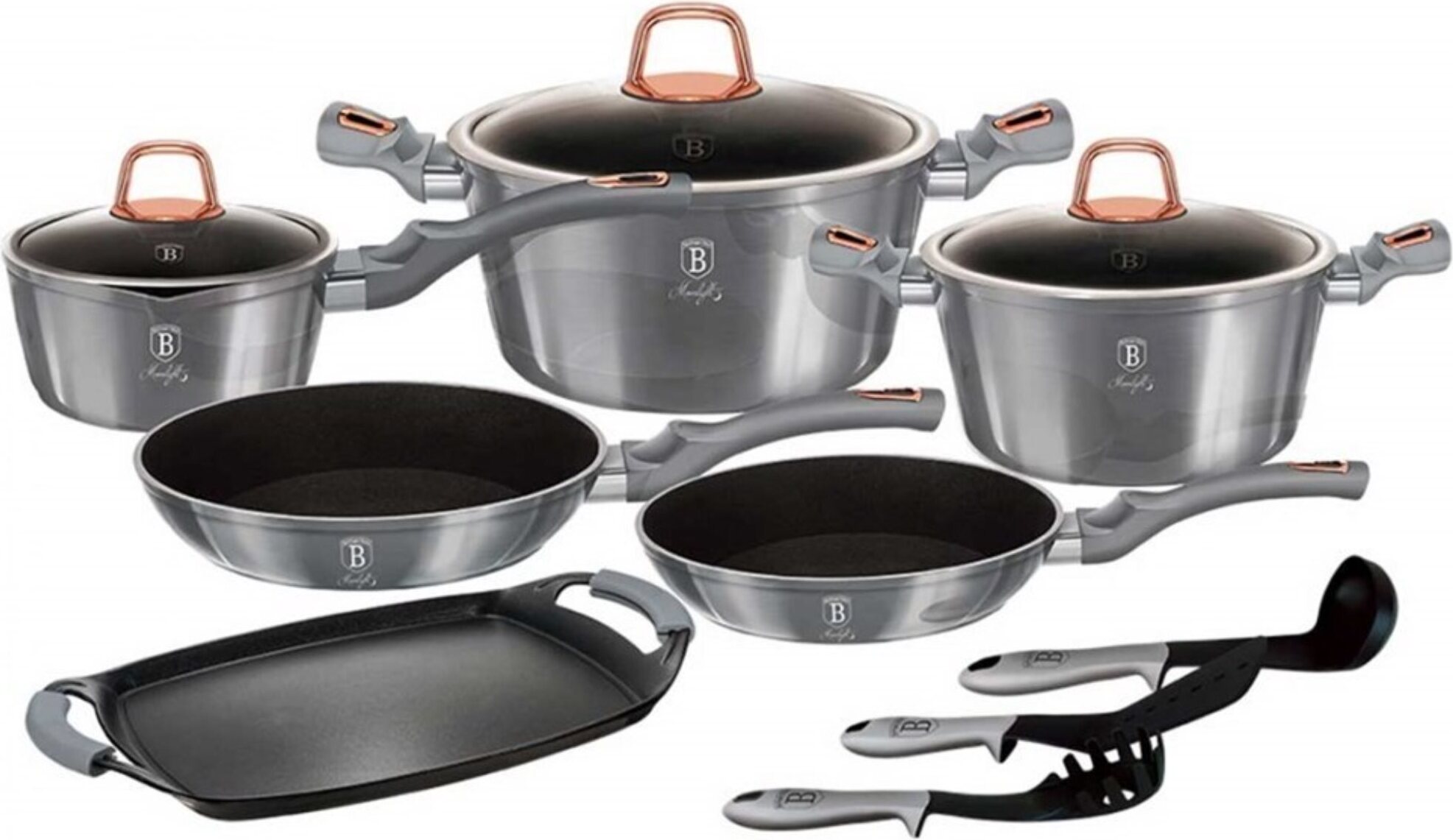 Berlinger Haus garnki tytanowe 12 elementów Metallic