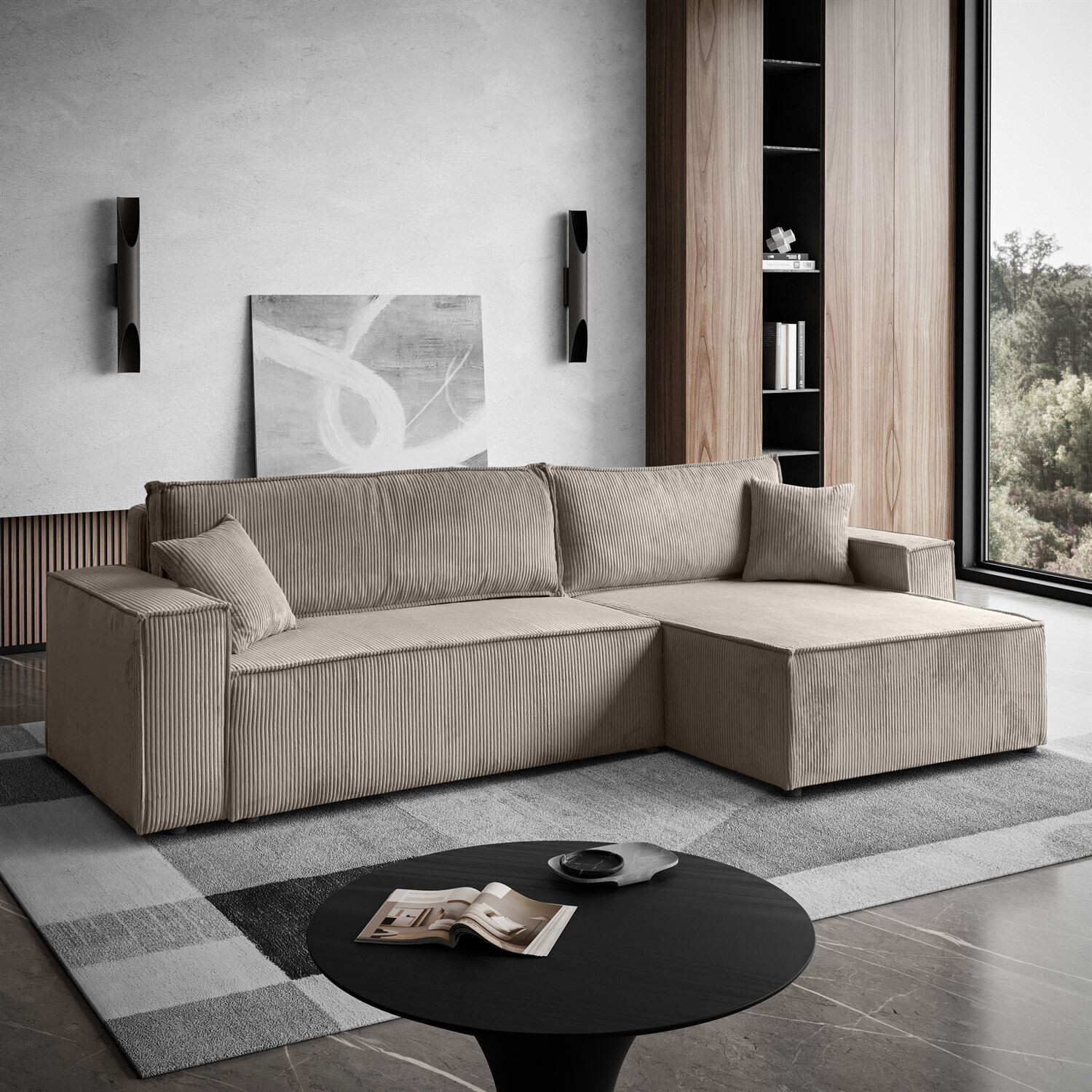 Gepolstertes Ecksofa CARLOS XL Cord Poso 02 Ecksofas