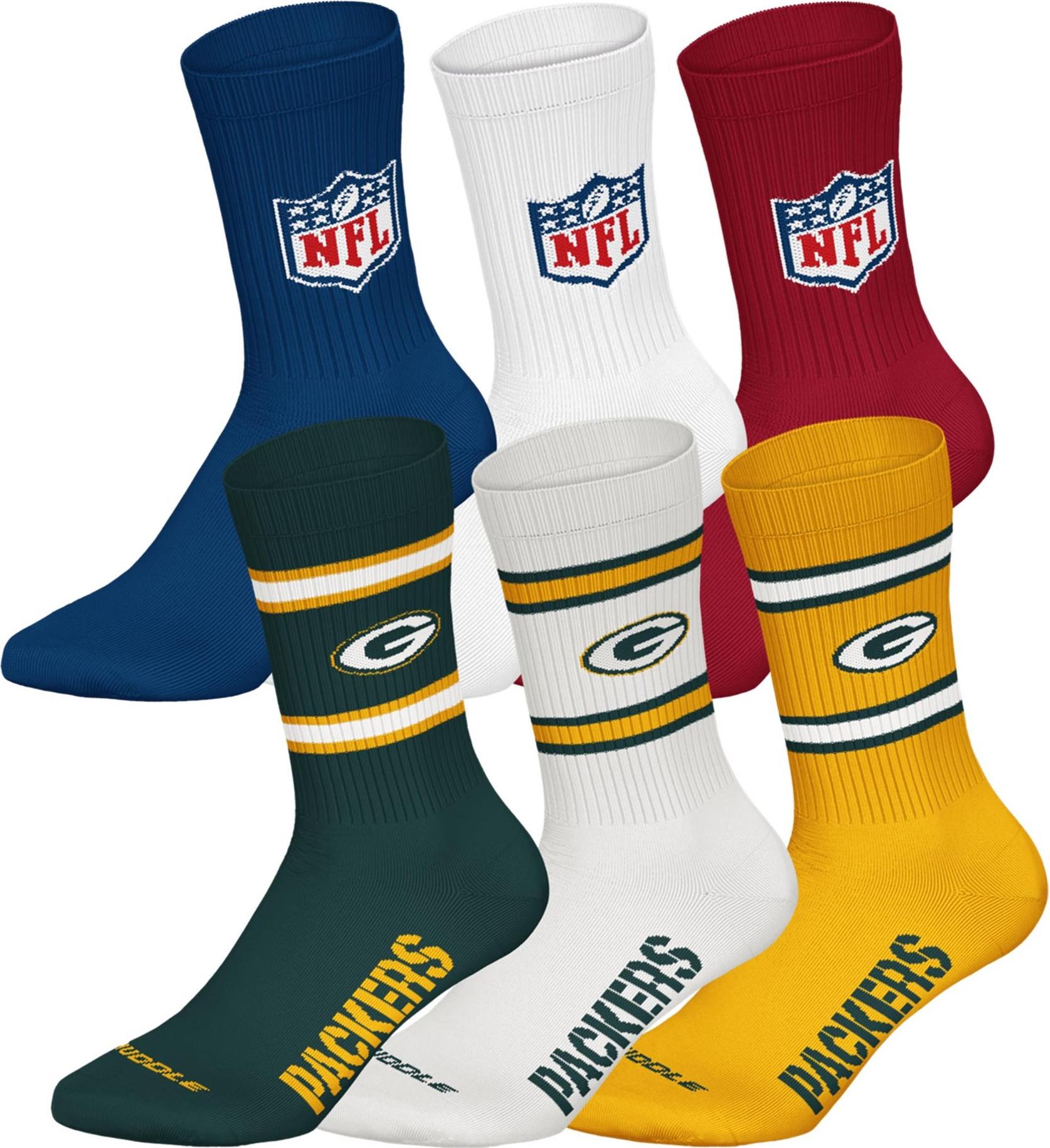 NFL Uni Socken, 6er Pack - NFL Teams, 6Pack Crew Socks,