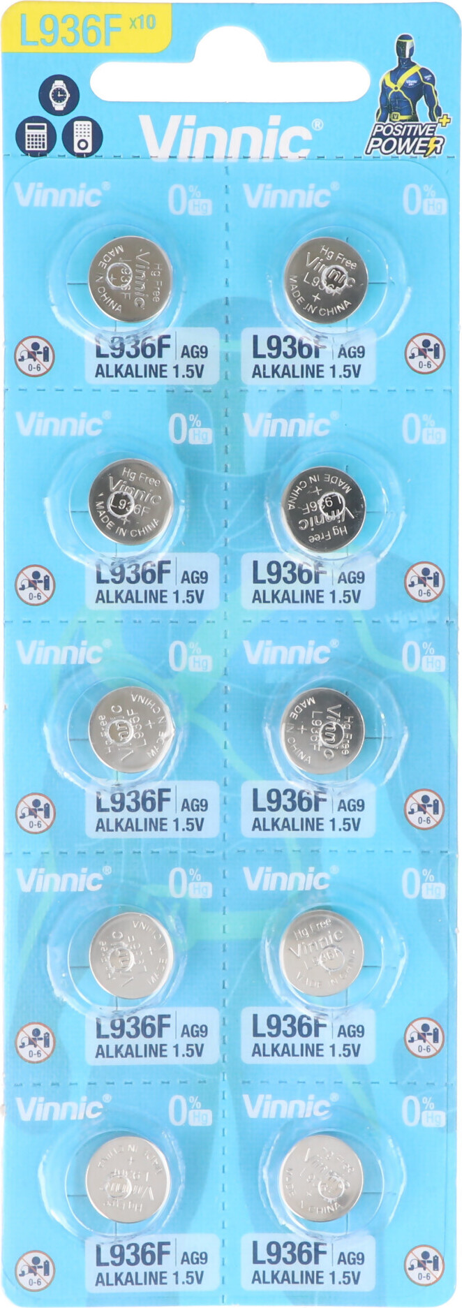 Vinnnic LR936/380/AG9 Alkaline Batterie Knopfzellen