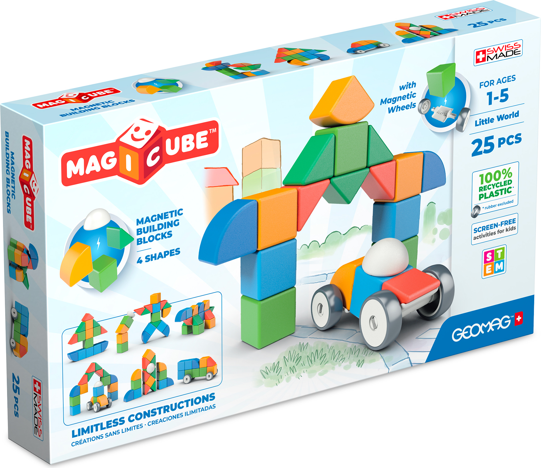 Geomag Geomag Magicube Recyclé 4 Formes Petit Monde 25 pcs