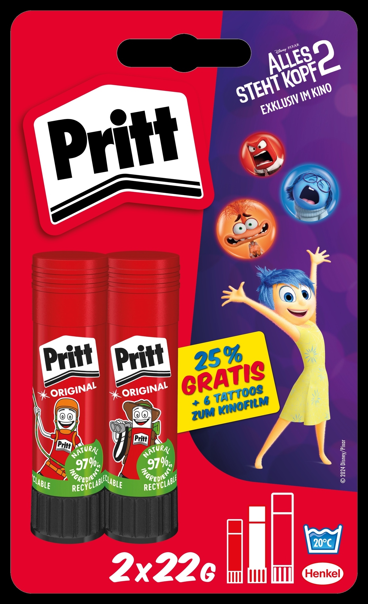 Bâton de colle Pritt 2x22g Tout est dans la tête 2 Design